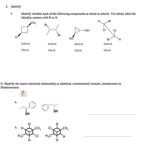 I Identify Whether Each Of The Following Compounds