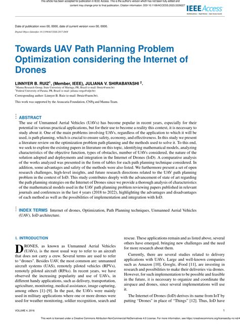 Pdf Toward Uav Path Planning Problem Optimization Considering The Internet Of Drones