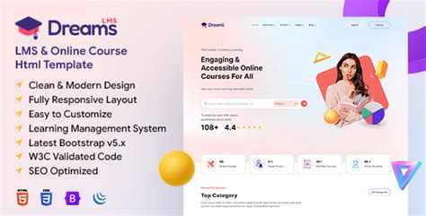 Dreams Lms Education And Online Course Marketplace Html Template Html Laravel Vuejs By