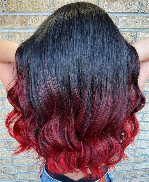 Red And Black Hair Ombre Balayage And Highlights Red Hair With