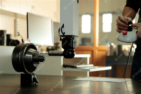 Premium Photo Cmm Probe Measuring On Steel Cylinder Cmm Probe Machine Control Controller