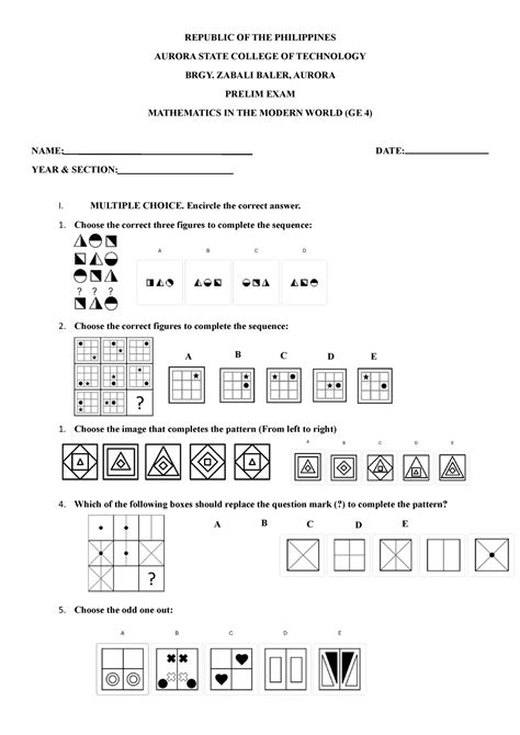 Prelim Exam Exam Republic Of The Philippines Aurora State College
