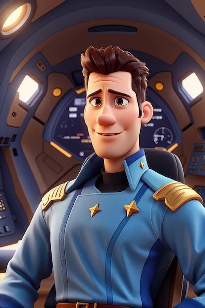 Premium Photo Starship Captain Cartoon Character Intergalactic 3d