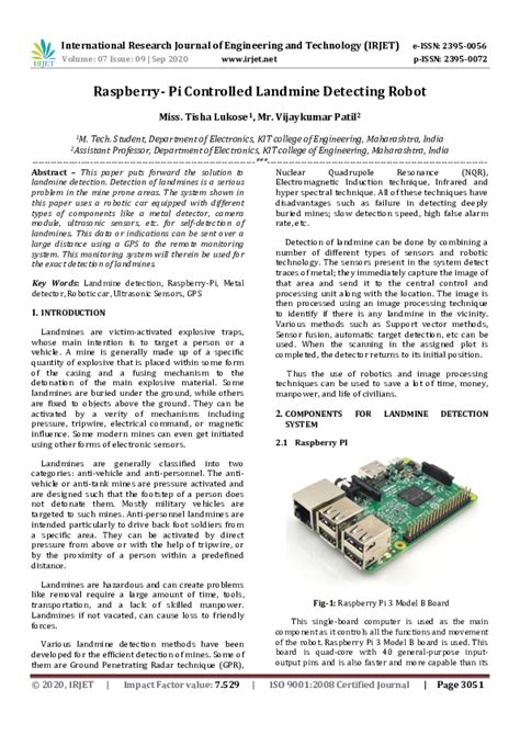 Pdf Irjet Raspberry Pi Controlled Landmine Detecting Robot