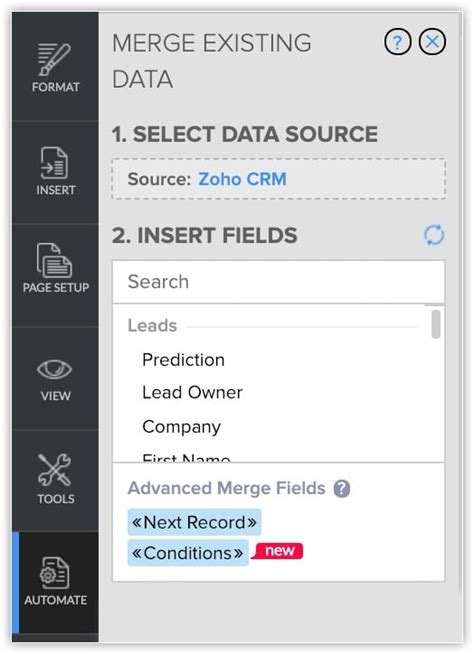 How To Add Crm Data To Documents With Zoho Mail Merge A1crm