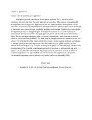 Agile Approach Chapter Question Explain What Is Meant By Agile Approach The Agile