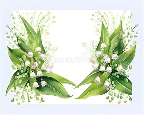 Elegant Template With With The Lily Of The Valley Flowers Blank Space