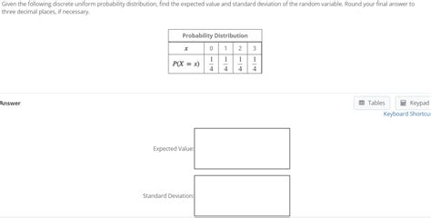 Solved Given The Following Discrete Uniform Probability Chegg