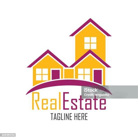 귀하의 슬로건에 대 한 텍스트 공간 부동산 개념 아이콘 슬로건 벡터 일러스트 레이 션 개념에 대한 스톡 벡터 아트 및 기타