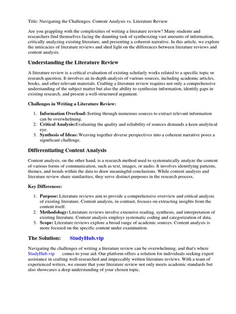 Difference Between Content Analysis And Literature Review Pdf Analysis Literature Review