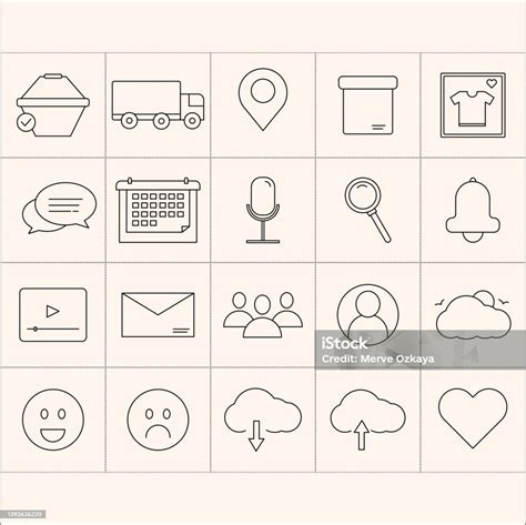 Mobile App Line Icon Set Stock Illustration Download Image Now Box