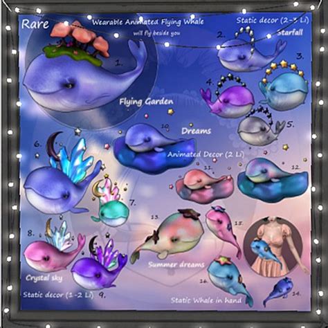 Second Life Marketplace 5 Yokai Flying Whales Starfall Silver