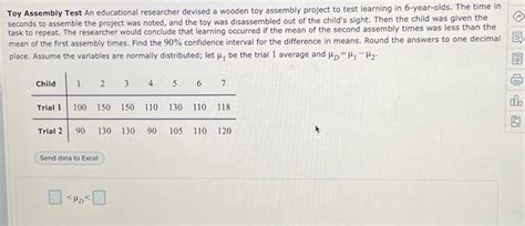 Solved Toy Assembly Test An Educational Researcher Devised A Chegg Com