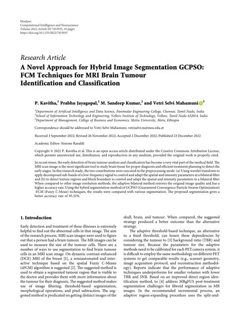 Pdf A Novel Approach For Hybrid Image Segmentation Gcpso Fcm
