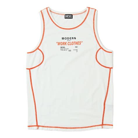 【楽天市場】 Diesel ディーゼル メンズ コントラストステッチアクセント ストレッチ コットン ノースリーブカットソー タンクトップ【t Ollergo】【サイズm】【ホワイト】die