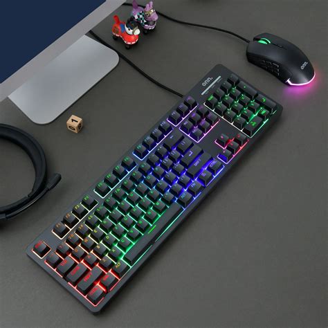 Onn Black Usb Wired 104 Key Led Gaming Membrane Keyboard