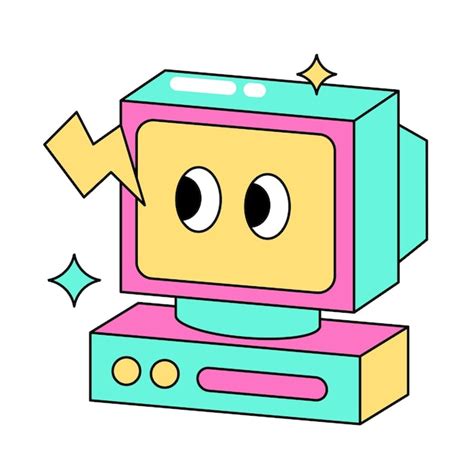 Premium Vector Computer Retro Sticker