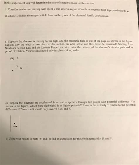 Solved In This Experiment You Will Determine The Ratio Of