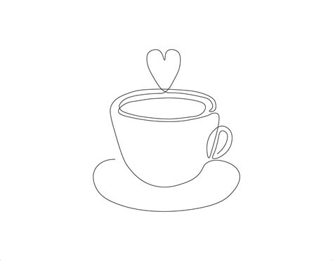 Continuous Line Drawing Of Cup Of Coffee One Line Of Coffee A Cup Of Coffee Continuous Line