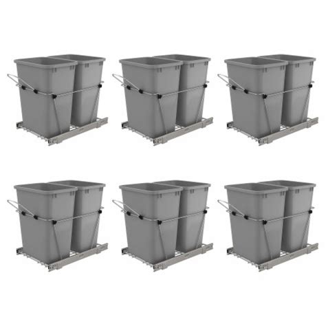 Rev A Shelf 35 Quart Double Pull Out Trash Can Silver RV 18KD 17C S 6 Pack 6 Piece Kroger