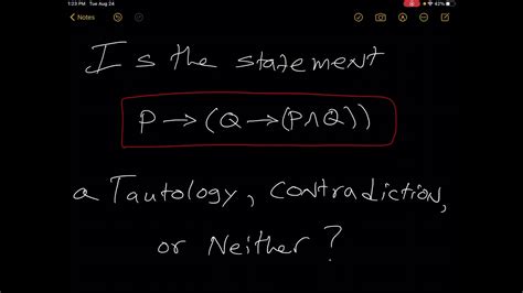 Tautology Contradiction Or Neither Example 1 Youtube