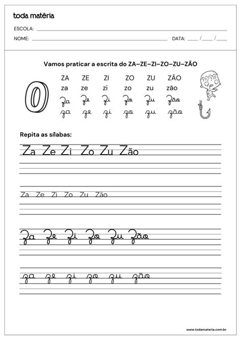 Atividades Sobre As S Labas Za Ze Zi Zo Zu Z O Para Imprimir Toda Mat Ria