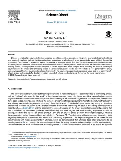 Empty Categories Pdf Pronoun Subject Grammar