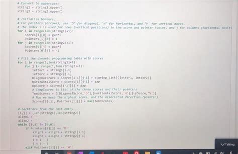 Exercise Change The Needleman Wunsch Implementation Chegg