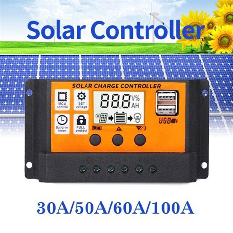 Controller Panel Surya 12V 24V Solar Charger Controller Otomatis 30A 60A 100A LCD LED Display