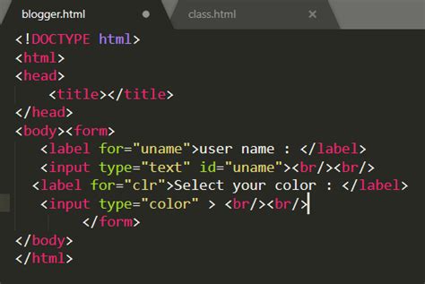 HTML FORM Add Colour