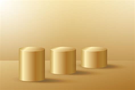 제품 프리젠테이션 모형을 위한 럭셔리 골드 현실적인 3d 연단 무대 프리미엄 벡터