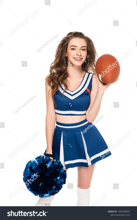 Sexy Happy Cheerleader Girl Blue Uniform Stock Photo 1454558567 Shutterstock