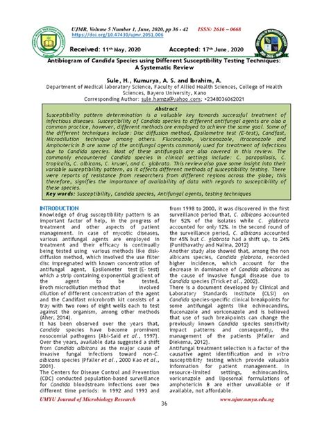 Antibiogram Of Candida Species Using Different Susceptibility Testing