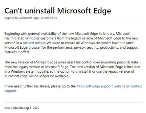 Microsofts Cant Uninstall Microsoft Edge Support Page Is Hilariously Telling The Verge