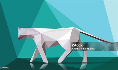 낮은 폴리 스타일 고양이 현대 다각형 디자인 종이 접기 고양이 3d 일러스트 0명에 대한 스톡 벡터 아트 및 기타 이미지 0
