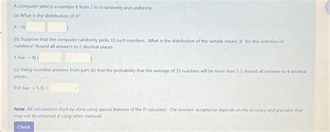 solved a computer selects a number x ﻿from 2 ﻿to 9 ﻿randomly