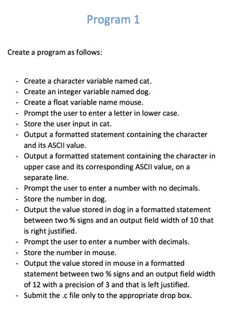 Solved Program 1 Create A Program As Follows Create A