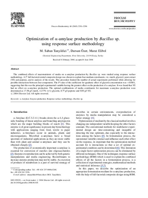 Pdf Optimization Of α Amylase Production By Bacillus Sp Using