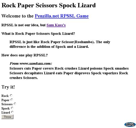 Screenshot Of Rock Paper Scissors Spock Lizard Browser 2000 Mobygames