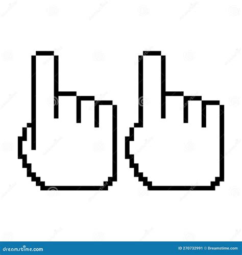 Set Of Finger Pixel Icon Web Cursor Click Mouse Symbol Computer