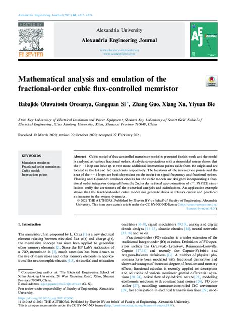 Pdf Analyzing A Fractional Order Cubic Memristor Model