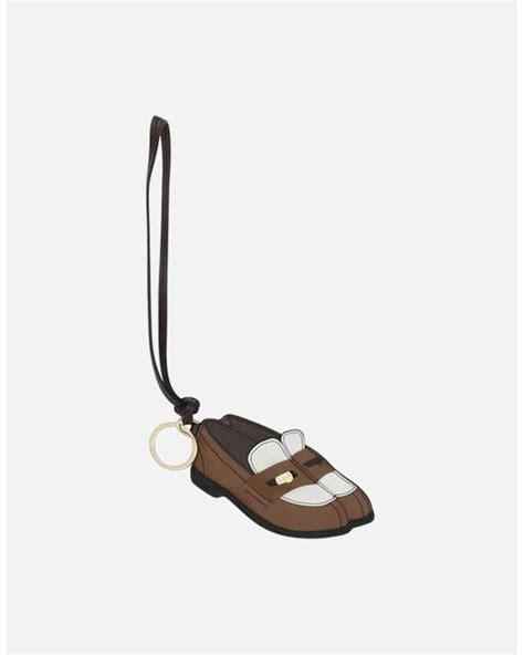 Miu Miu Leather Penny Keychain With Moccasin Detail In White Lyst Uk