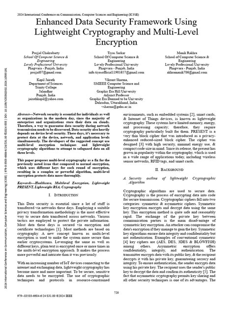 Enhanced Data Security Framework Using Lightweight Cryptography And Multi Level Encryption 1