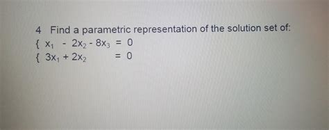Solved Find A Parametric Representation Of The Solution Chegg