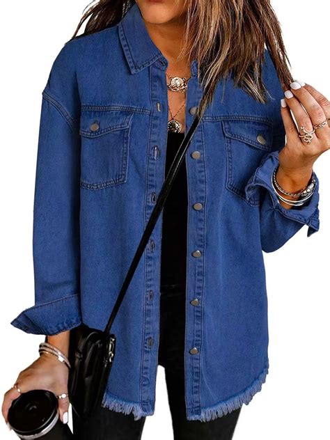 Куртка джинсовая Женский Воротник темно синий с отворотом Джинс размер 54 Длинный куртка