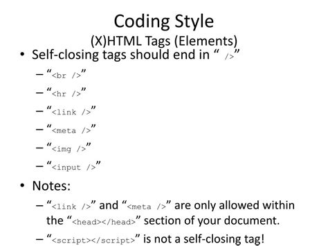 Ppt Xhtml Coding Standards Powerpoint Presentation Free Download Id3499926
