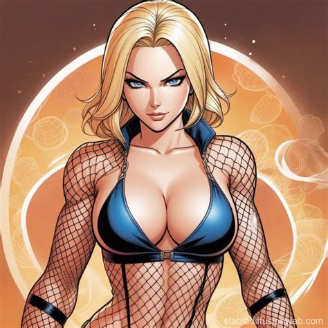 Andriod 18 In Fishnet And Revealing Cleavage Stable Diffusion Online