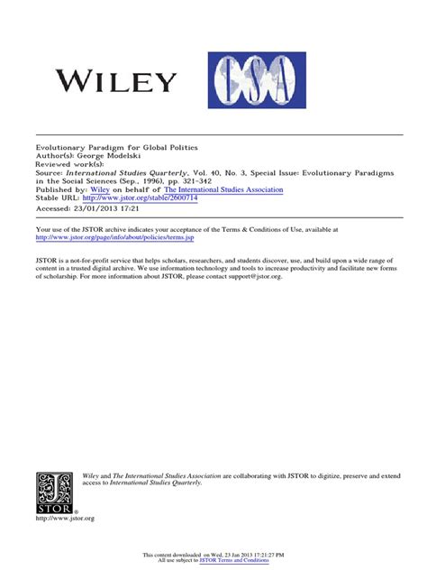 George Modelski Evolutionary Paradigm For Global Politics Download Free Pdf Sociocultural