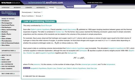 Wolfram Science World Law Of Combining Volumes Handout For 9th 10th