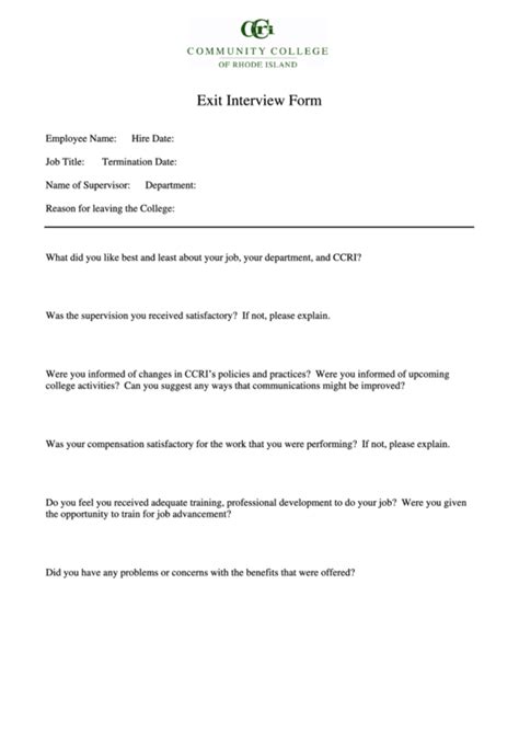 Fillable Exit Interview Form Printable Pdf Download